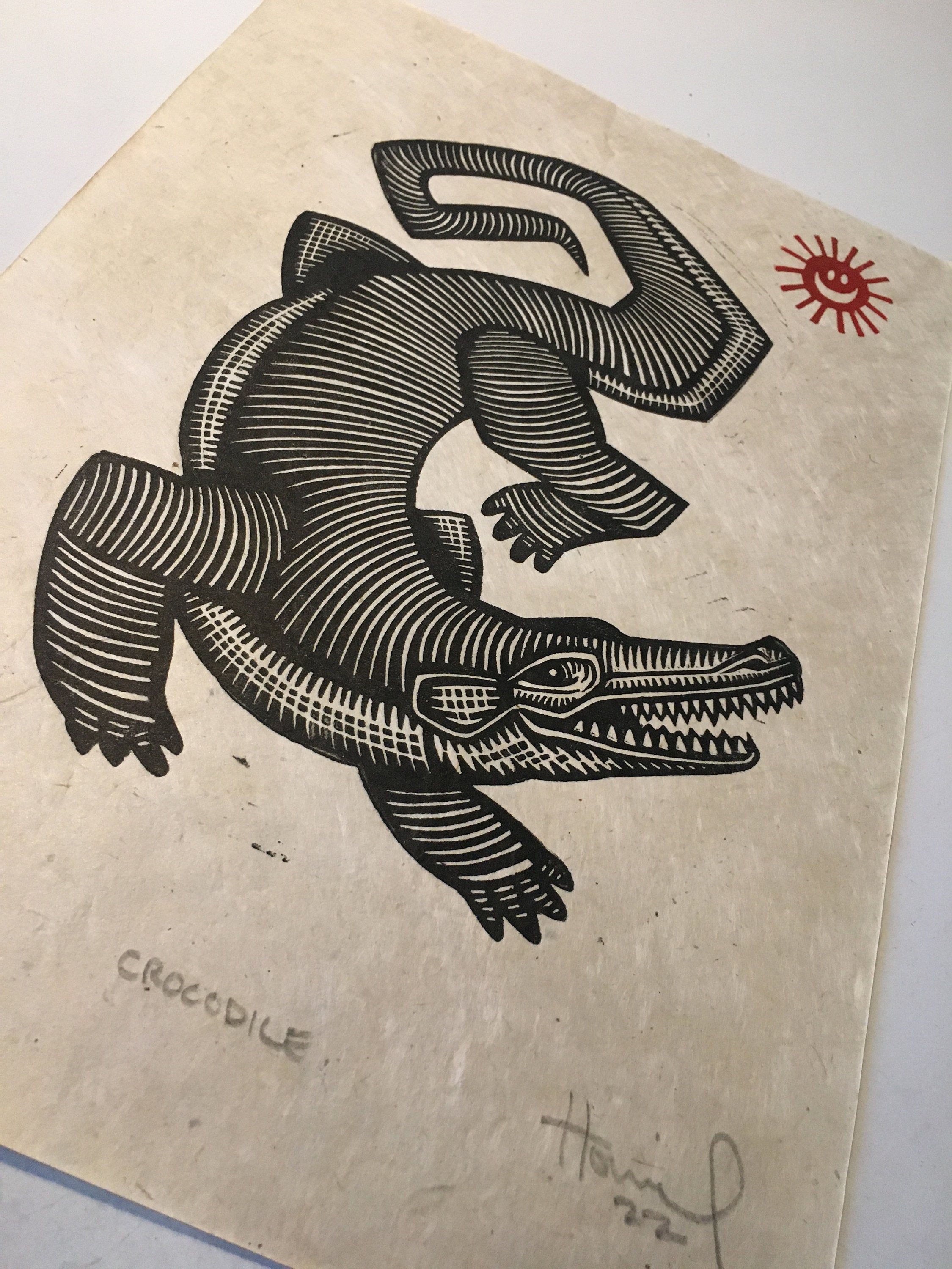 Crocodile Linocut Print. Edition of 15. - Etsy