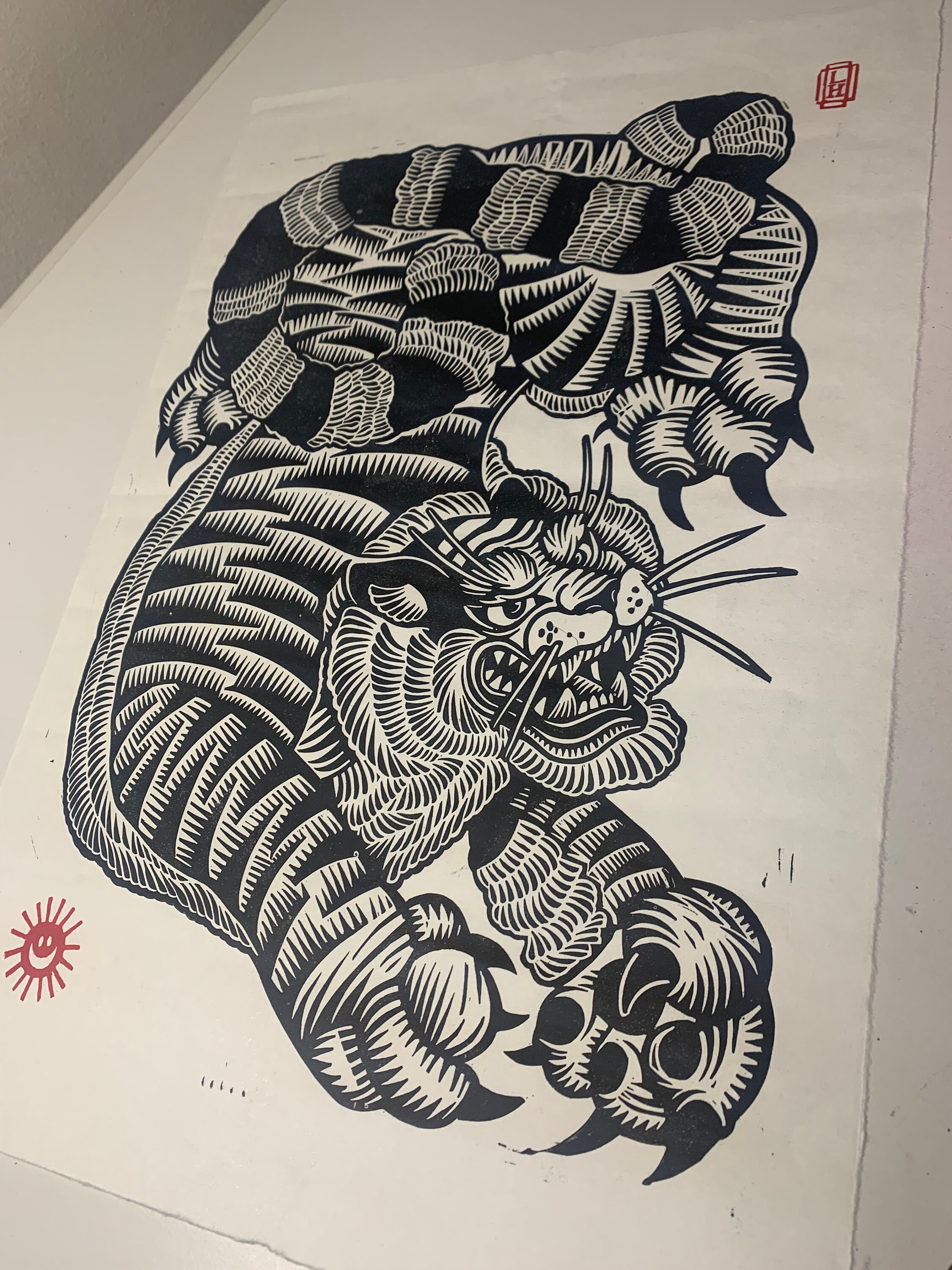 Tiger Linocut. - Etsy