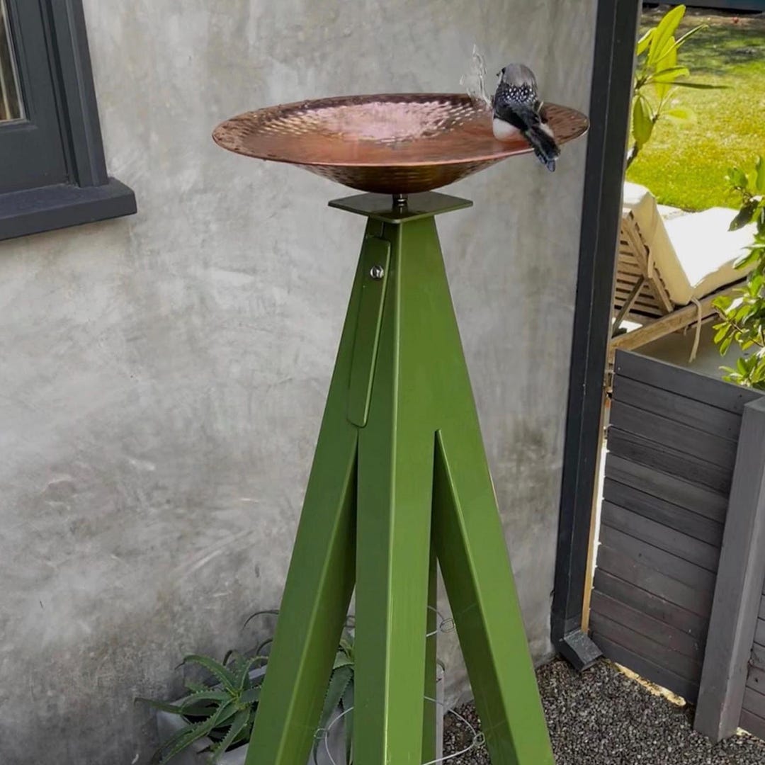 Modern Bird Bath With Trellis | Sculptural Garden Obelisk Birdbath ...