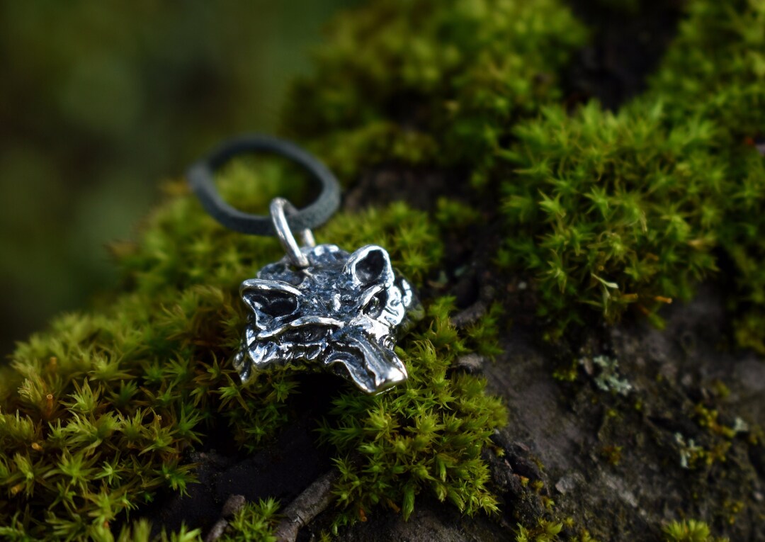 Wolf Head Necklace Pendant, Norse Pagan Animal Jewelry, Handmade Gothic ...