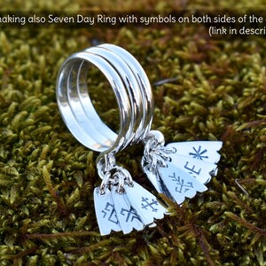 Latvian Seven Day Ring With Charms, Sterling Silver Bride’s Ring ...