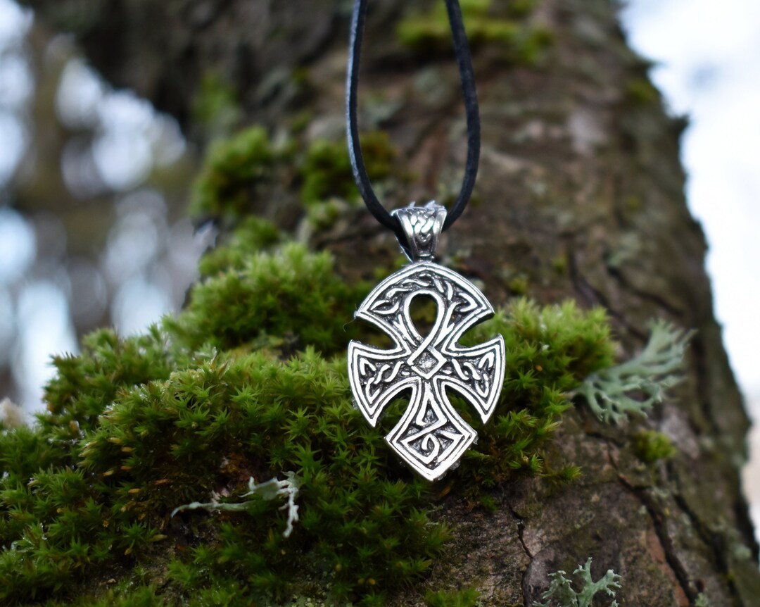 Ankh Cross Necklace Pendant, Egyptian Cross With Celtic Knot Ornaments ...