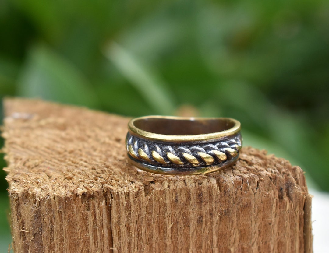 Braided Minimalist Norse Ring in Bronze or Sterling Silver, Handmade ...