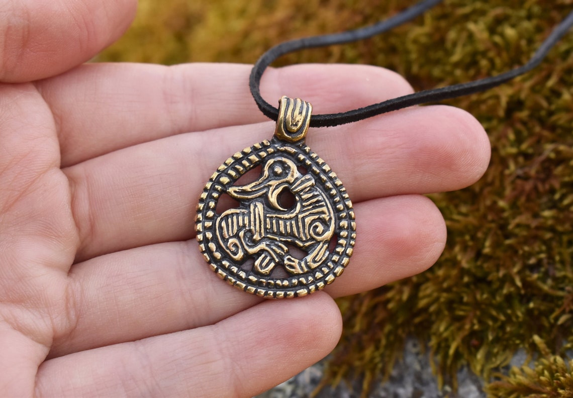 Norse Dragon Pendant, Bronze Pagan Snake Necklace, Handmade Viking ...