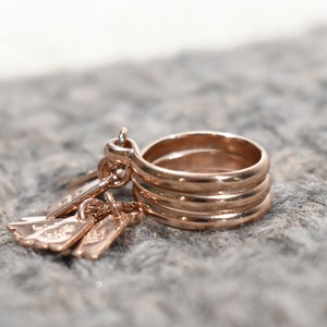 Dangling Ring With Charms, Yellow 14K Gold Plated Sterling Silver ...