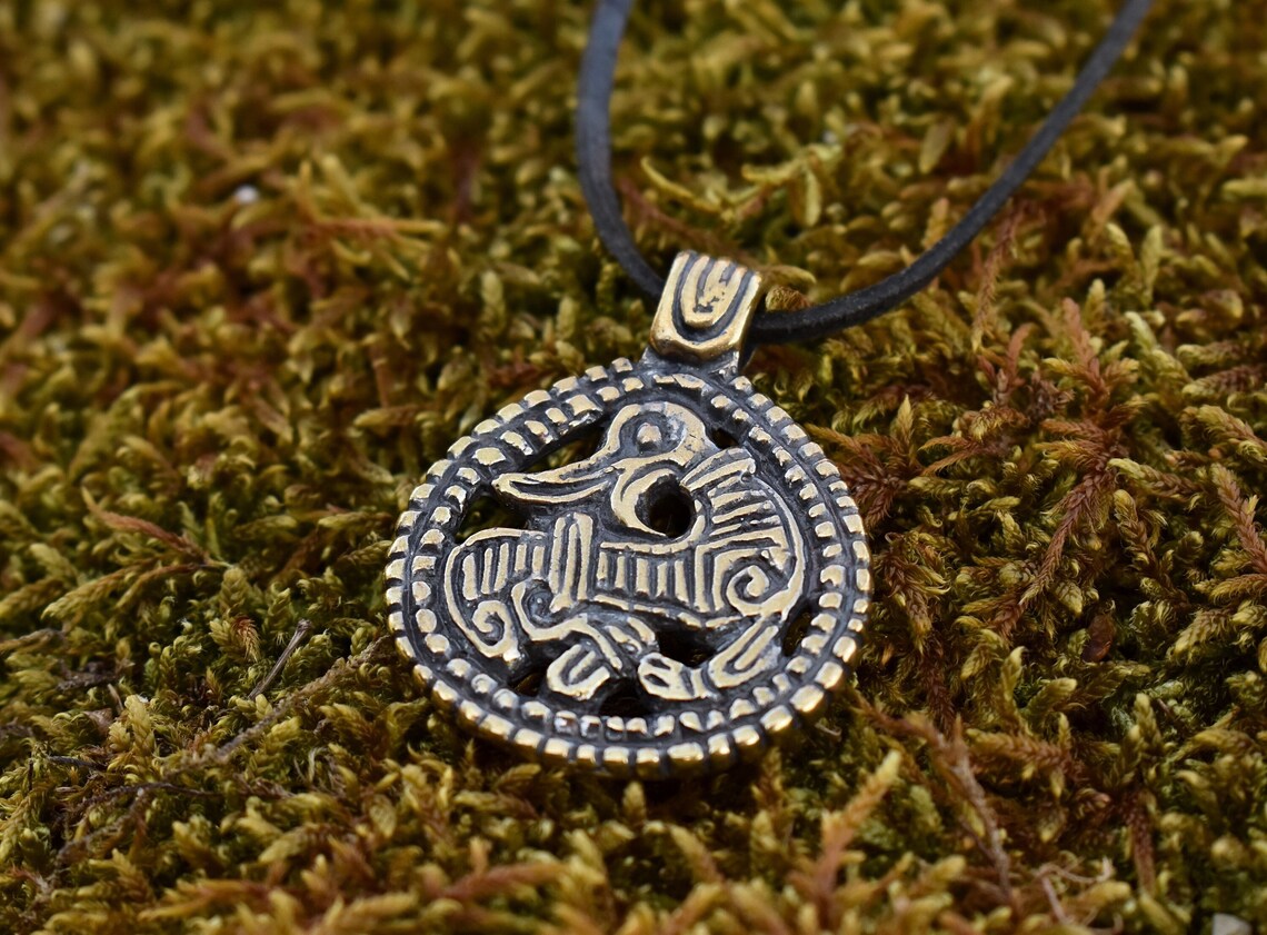Norse Dragon Pendant, Bronze Pagan Snake Necklace, Handmade Viking ...