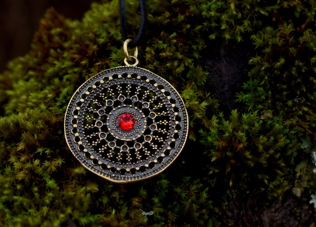 Big Round Filigree Necklace Pendant, Handmade Lace Mandala Jewelry for ...