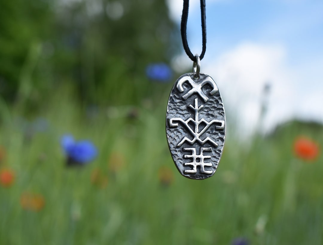 Sterling Silver or Bronze Baltic Runes Pendant, Norse Pagan Jewelry for ...