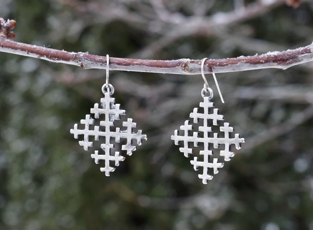 Large Mara Cross Earrings, Dangle Statement Jewlery in Sterling Silver ...