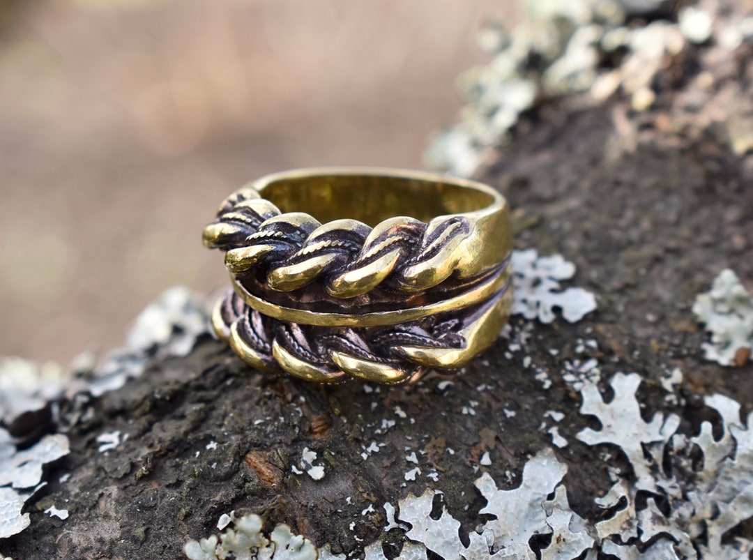 Chunky Massive Ring in Sterling Silver or Bronze, Handmade Double ...