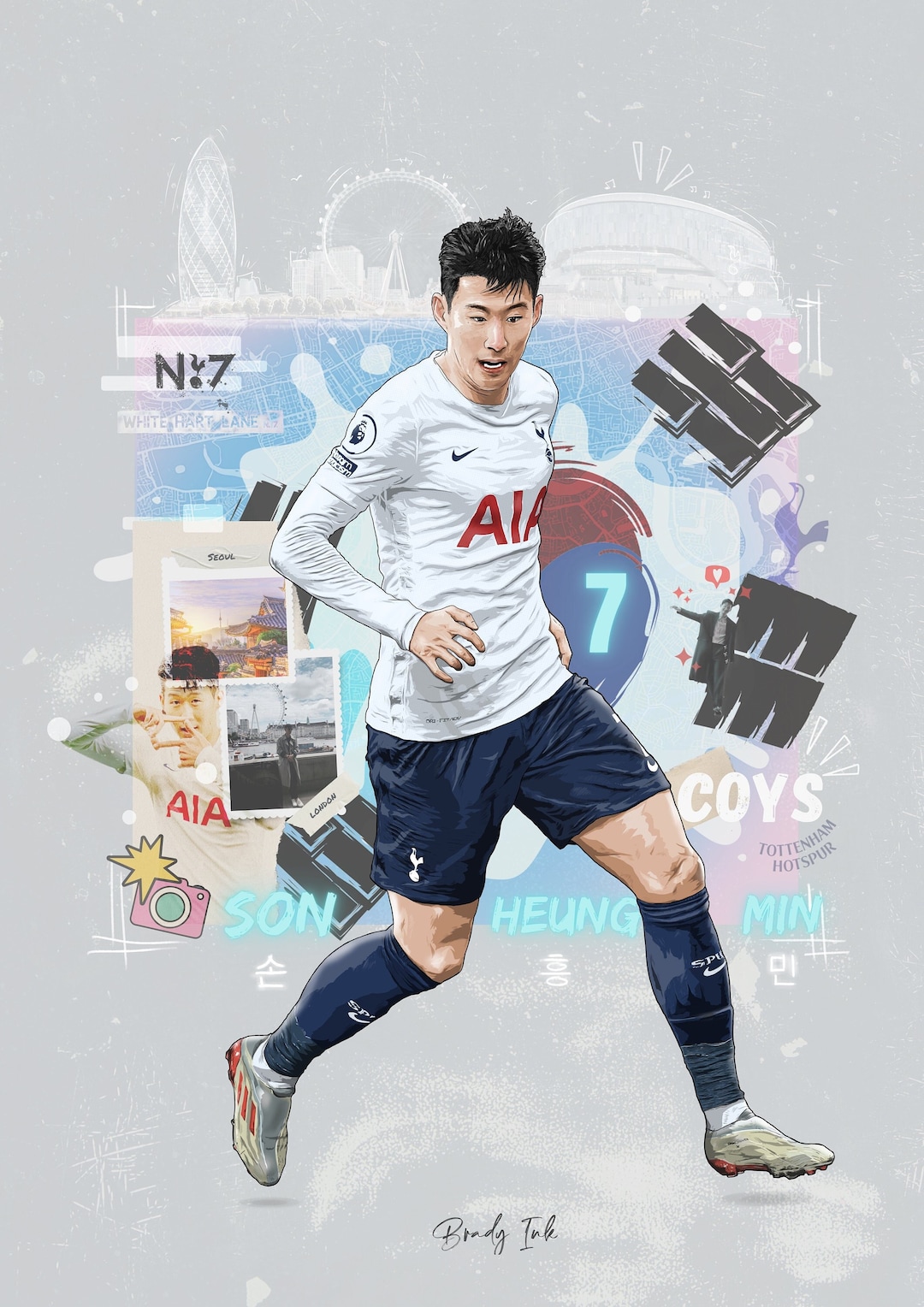 Son Heung-min Football Art Print - Tottenham - Etsy UK
