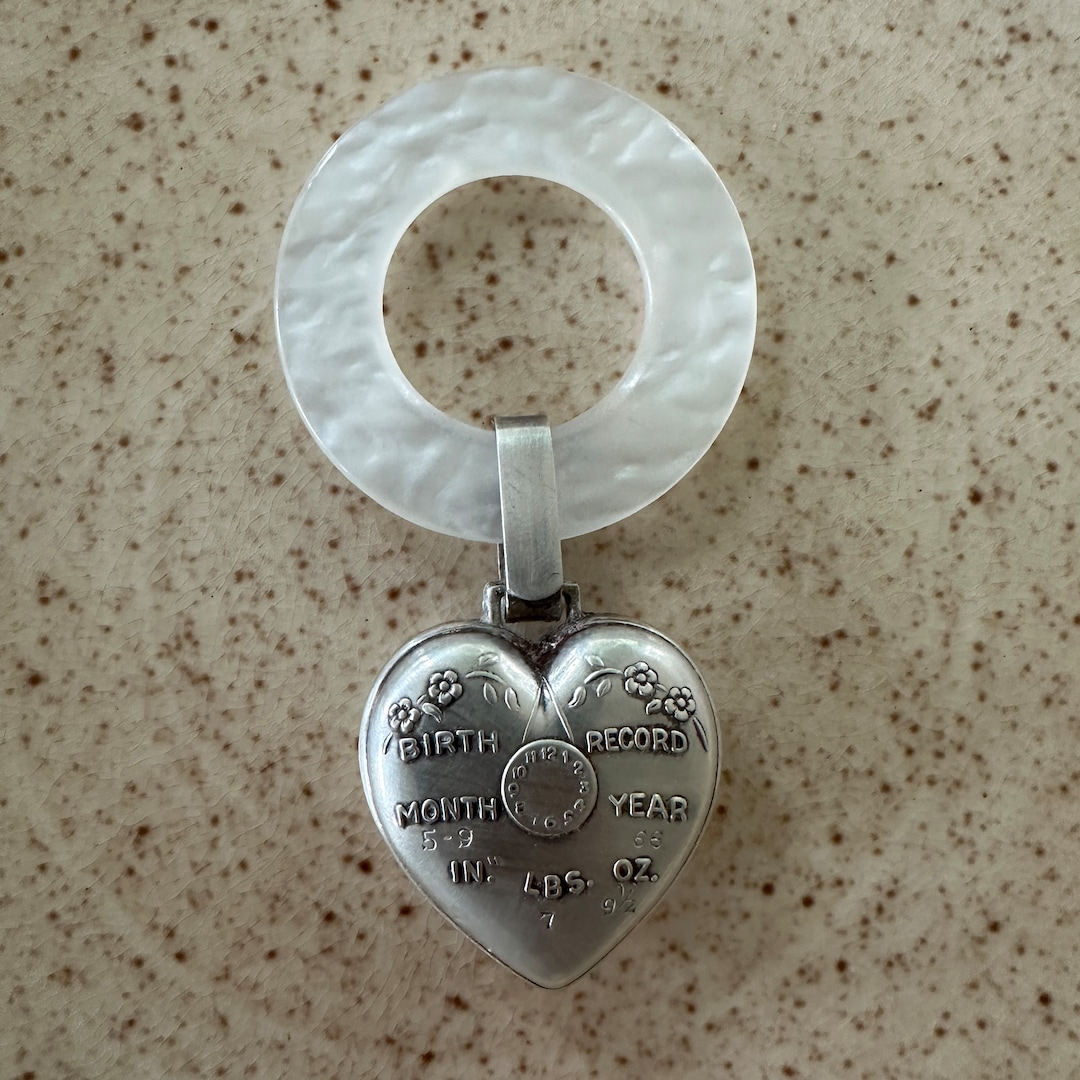Vintage Lullaby Sterling Birth Record 1966 Engraved Heart Mother of ...