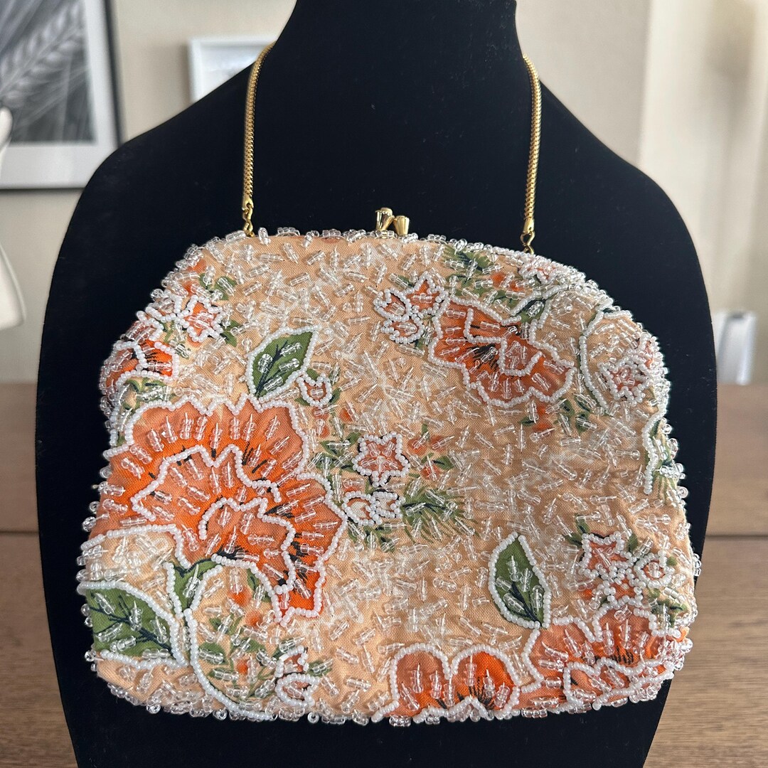 Vintage Walborg Beaded Purse Floral Beaded Bag - Etsy