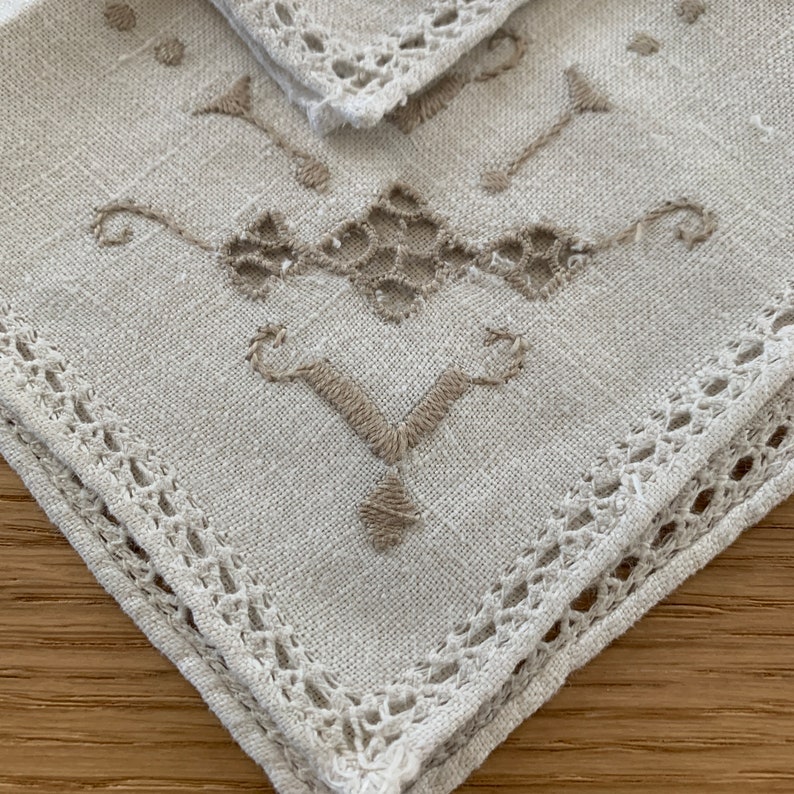 Vintage Embroidered Tea Napkins,linen Tea Napkins,small Napkins Set of ...