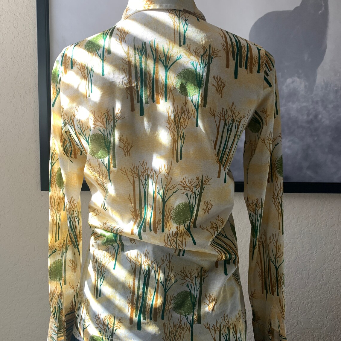 Long Sleeves Button Down Shirt Classic Collar Graphic Branches of Tree ...