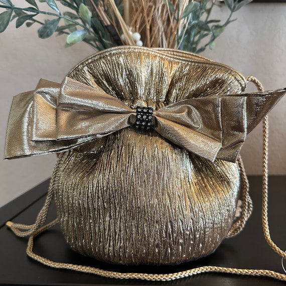 GOLD EVENING PURSE, Vintage Metallic Gold Party Purse… - Gem