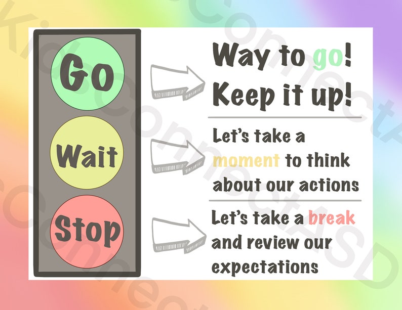 Rainbow Traffic Light Behavior Chart - Etsy