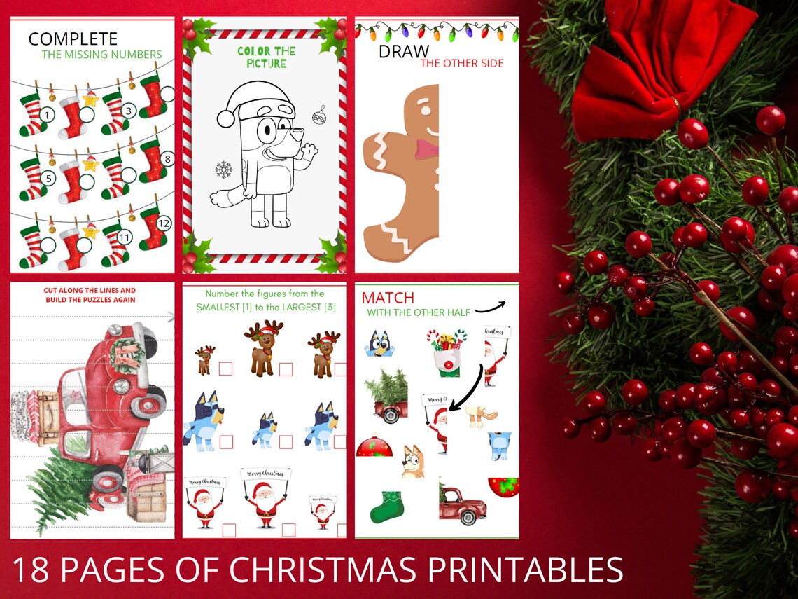 Christmas With Bluey Activity Book Bluey Christmas Printable | Etsy