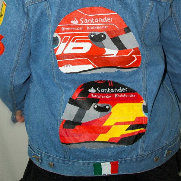 Red Bull Team Jean Jacket, 1 & 11 Jacket, Formula One, Hand Painted ...