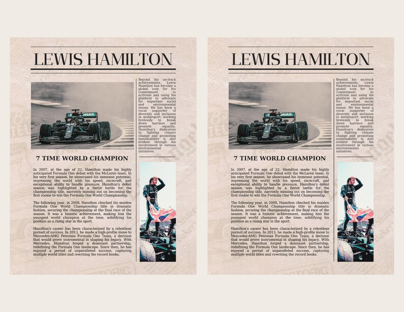 Lewis Hamilton, Formula One Wall Art, Digital Download, Newspaper F1 ...