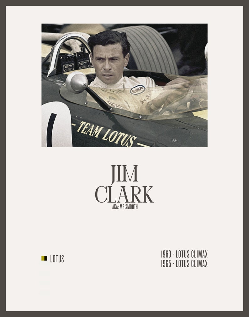 Jim Clark WDC, Formula One Wall Art, Digital Download, F1 Poster - Etsy