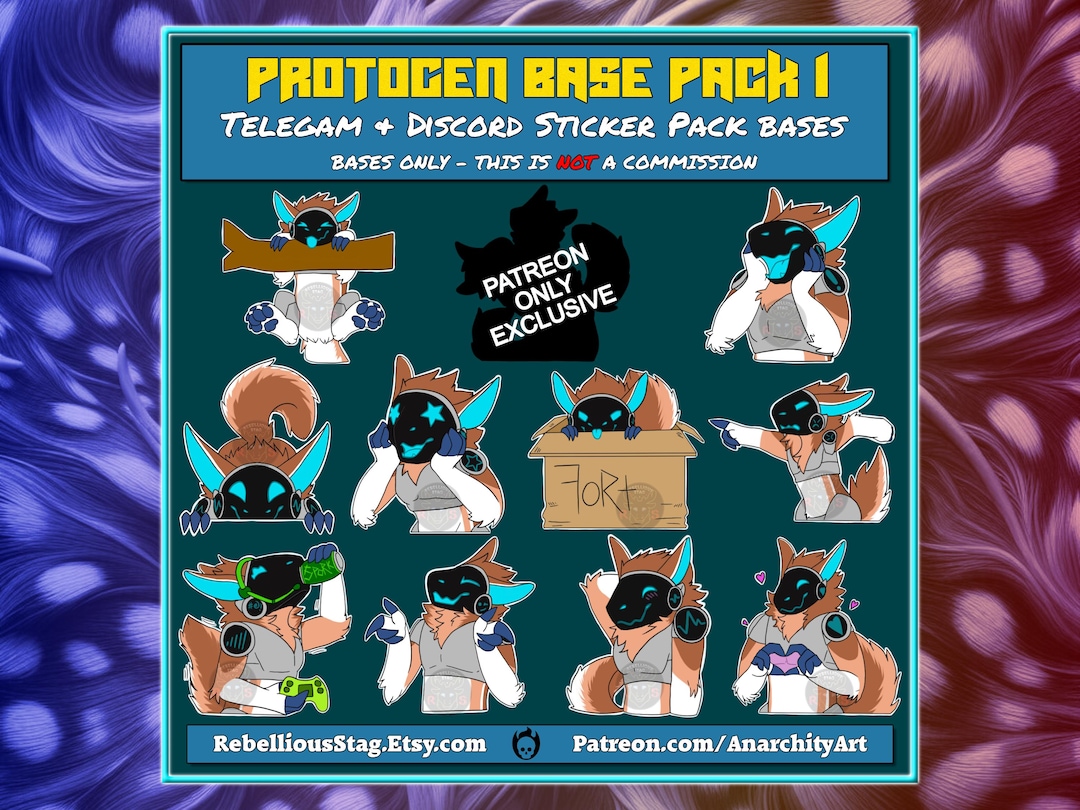 Protogen Sticker Pack 1, Telegram & Discord Stickers, Base Pack Line Art, DIGITAL DOWNLOAD - Etsy
