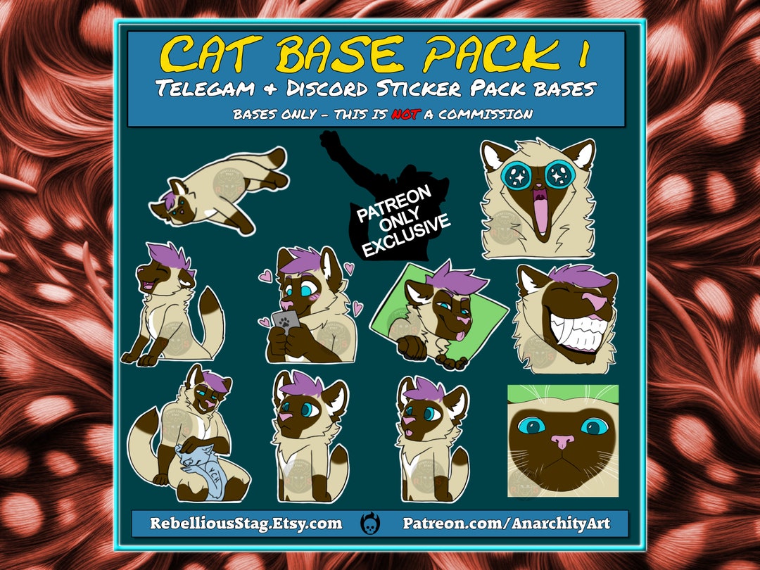 Cat Sticker Pack 1, Telegram & Discord Stickers, Base Pack Line Art ...