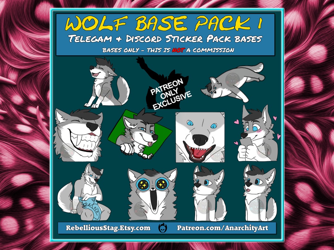 Wolf Sticker Pack 1 for Telegram & Discord Base Pack Line Art | DIGITAL ...