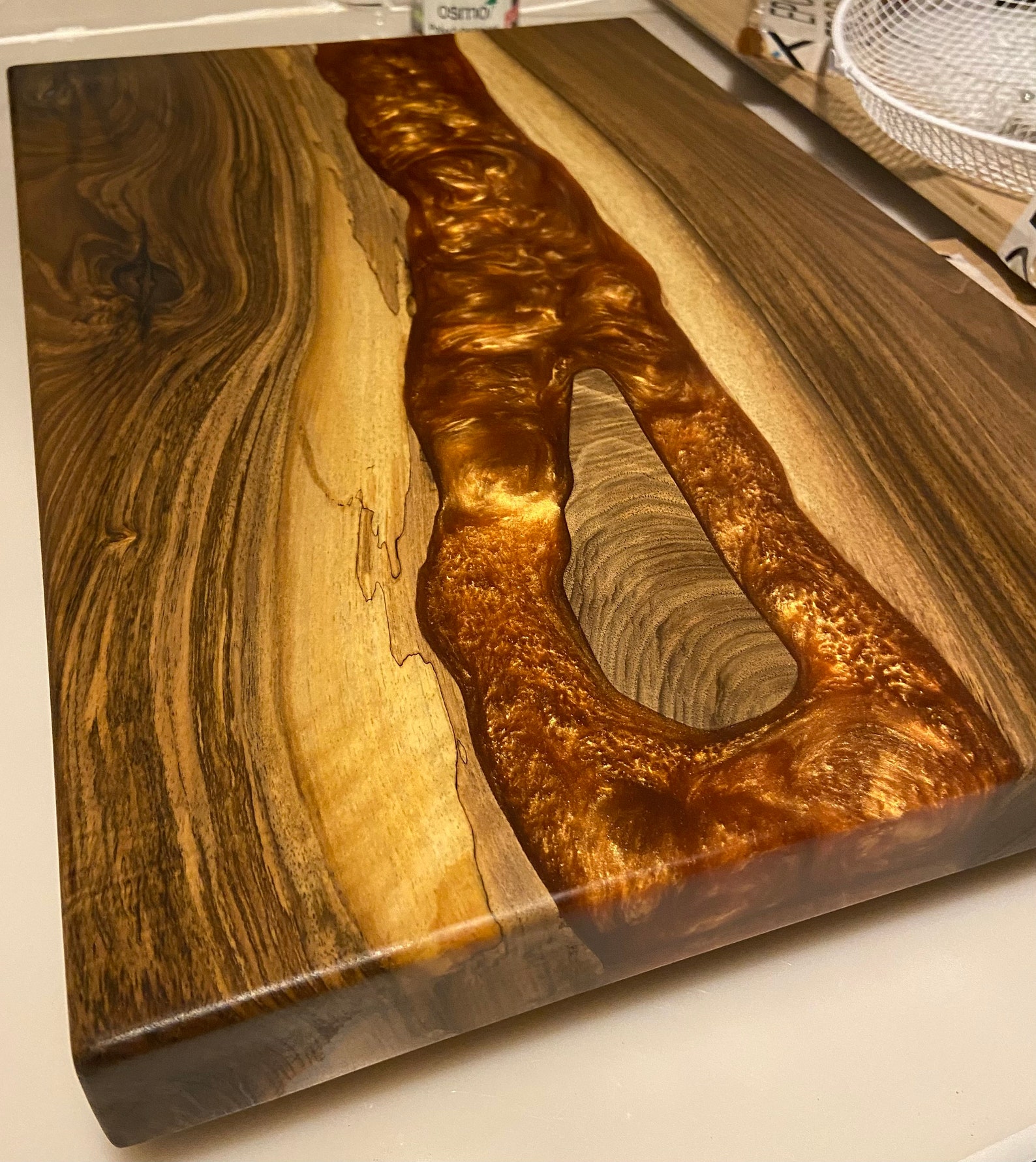 English Walnut Live Edge Epoxy Resin Coffee Table, Desk Top, Worktop ...