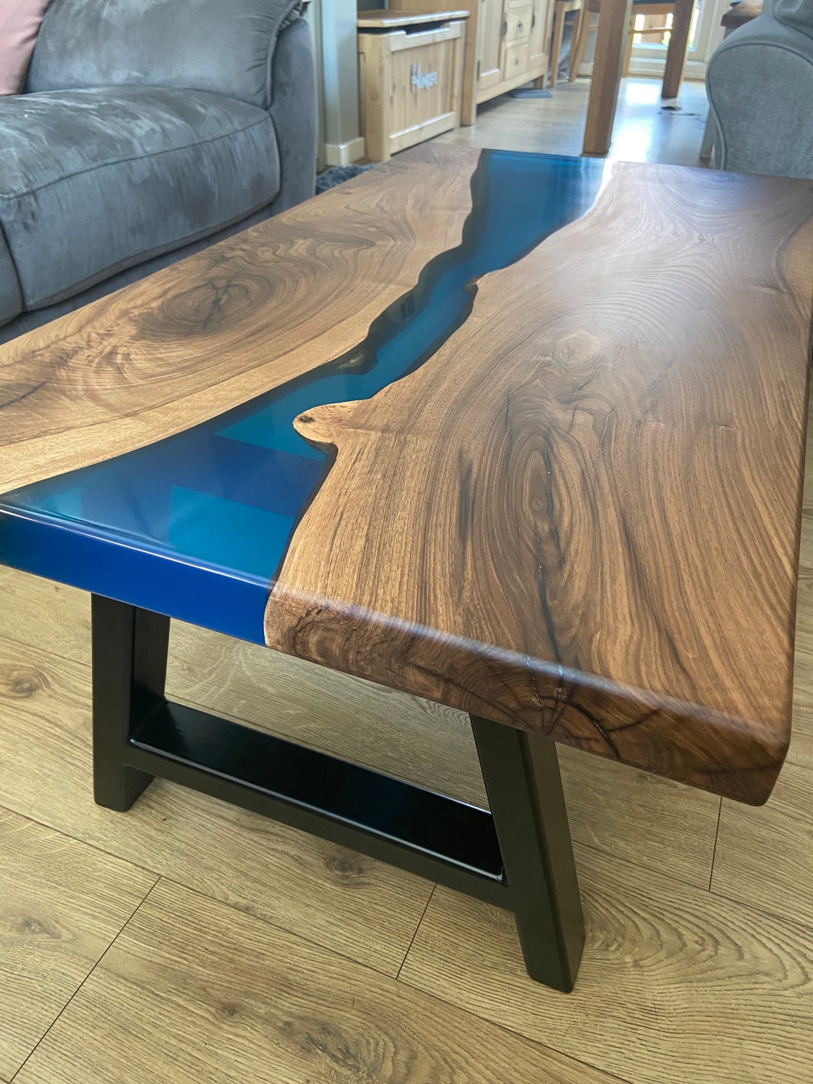 English Walnut Live Edge Epoxy Resin Coffee Table, Desk Top, Worktop ...