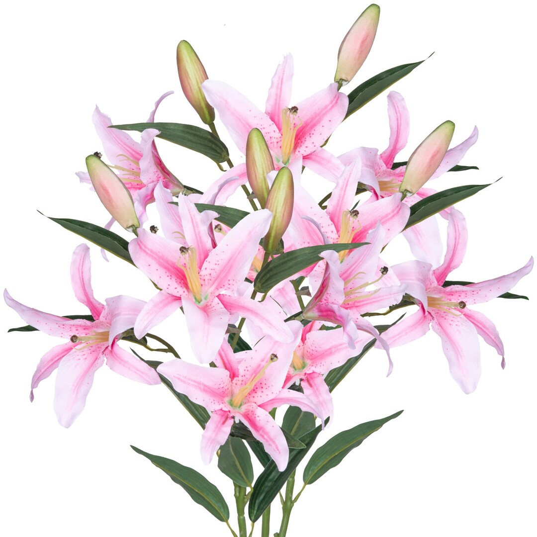 Lily Artificial Flowers Bulk 12 Silk Flower Heads Bouquet, 30” Long ...