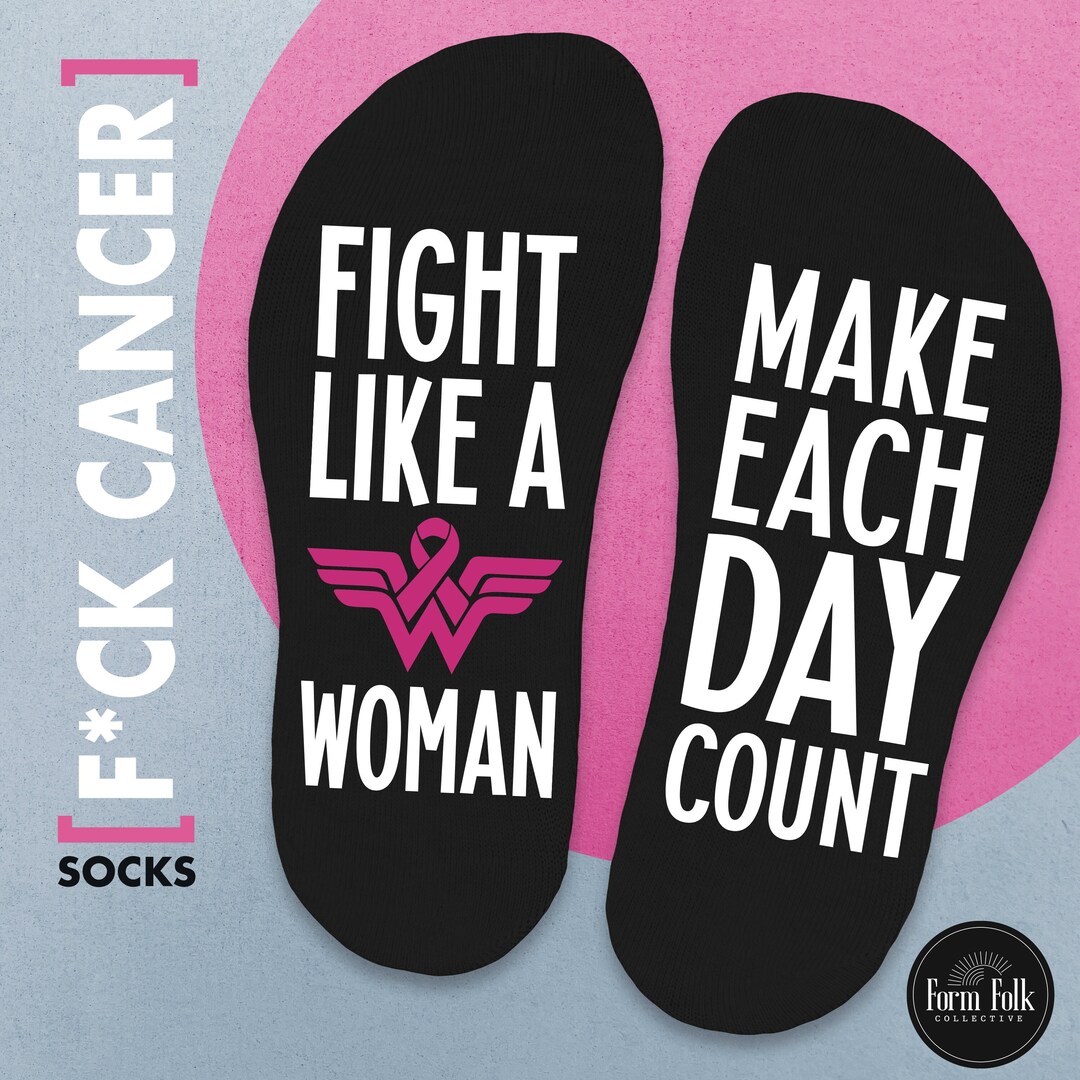 Cancer Socks for Her, Fight Like a Wonder Woman, Socks for Chemo ...