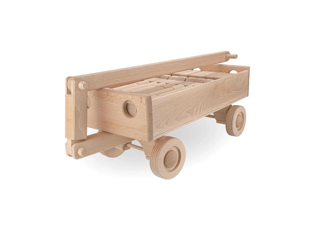 Educational Building Blocks With Pull Wagon 16.73 In, 70 Pieces Blocks ...