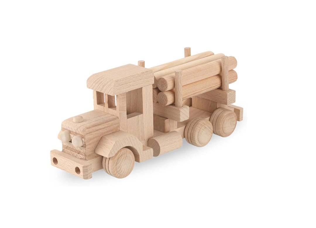 Wooden Truck With Logs, Removable Cargo, Retro Logging American Truck ...