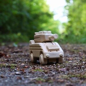 Handmade Wooden Toy Transporter, Paintable WW2 Army Car, Rotating ...