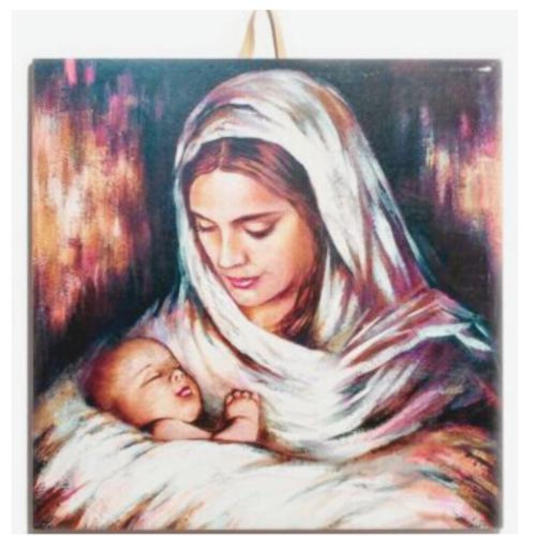 Virgin Mary and Sleeping Baby Jesus - Peaceful Mother and Child ...