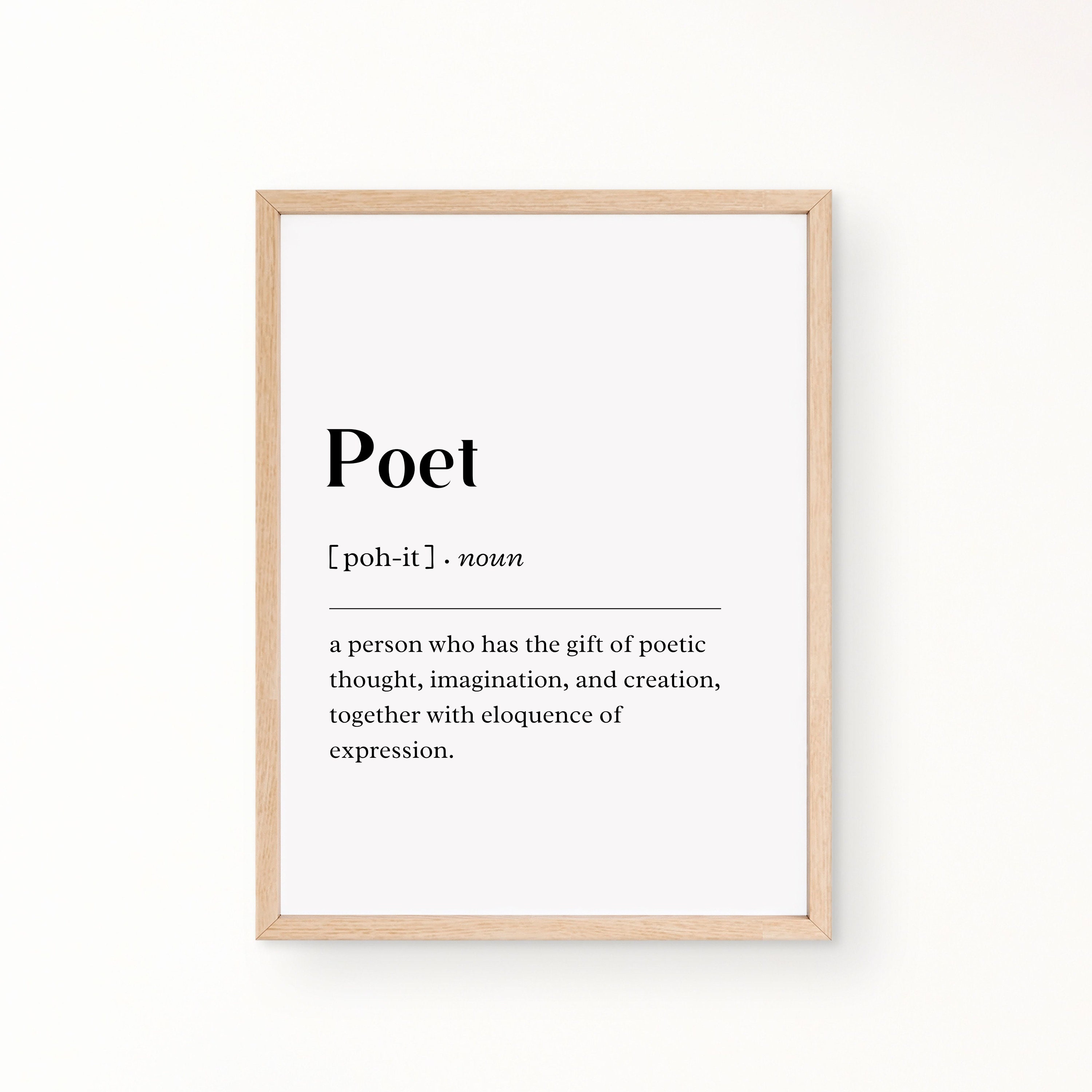 Poet Definition Wall Art, Printable Wall Art, Digital Download Print ...