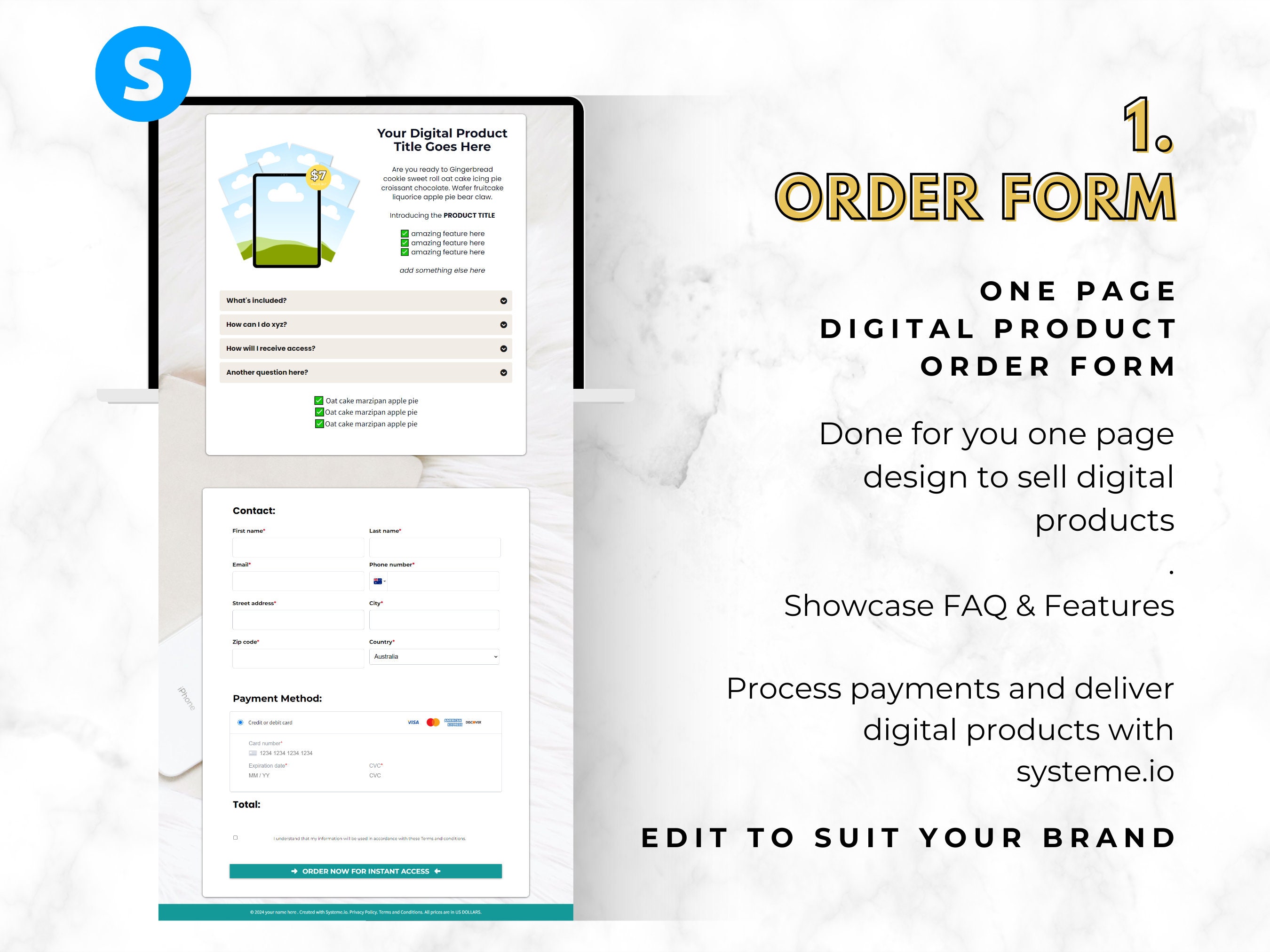 Systeme Io Sales Page Template. Funnel Template. Landing Page. One Page ...