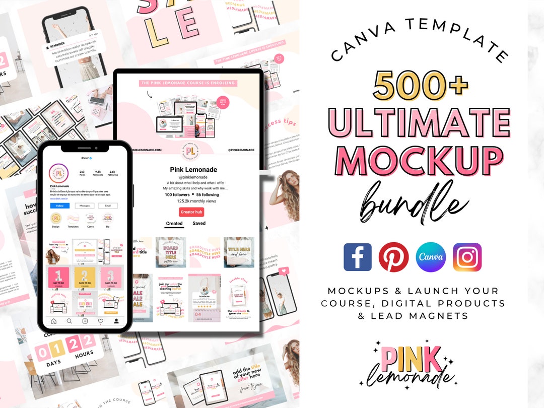 Digital Product Mockup, Canva Course Mock Up, Course Creator Mockup ...