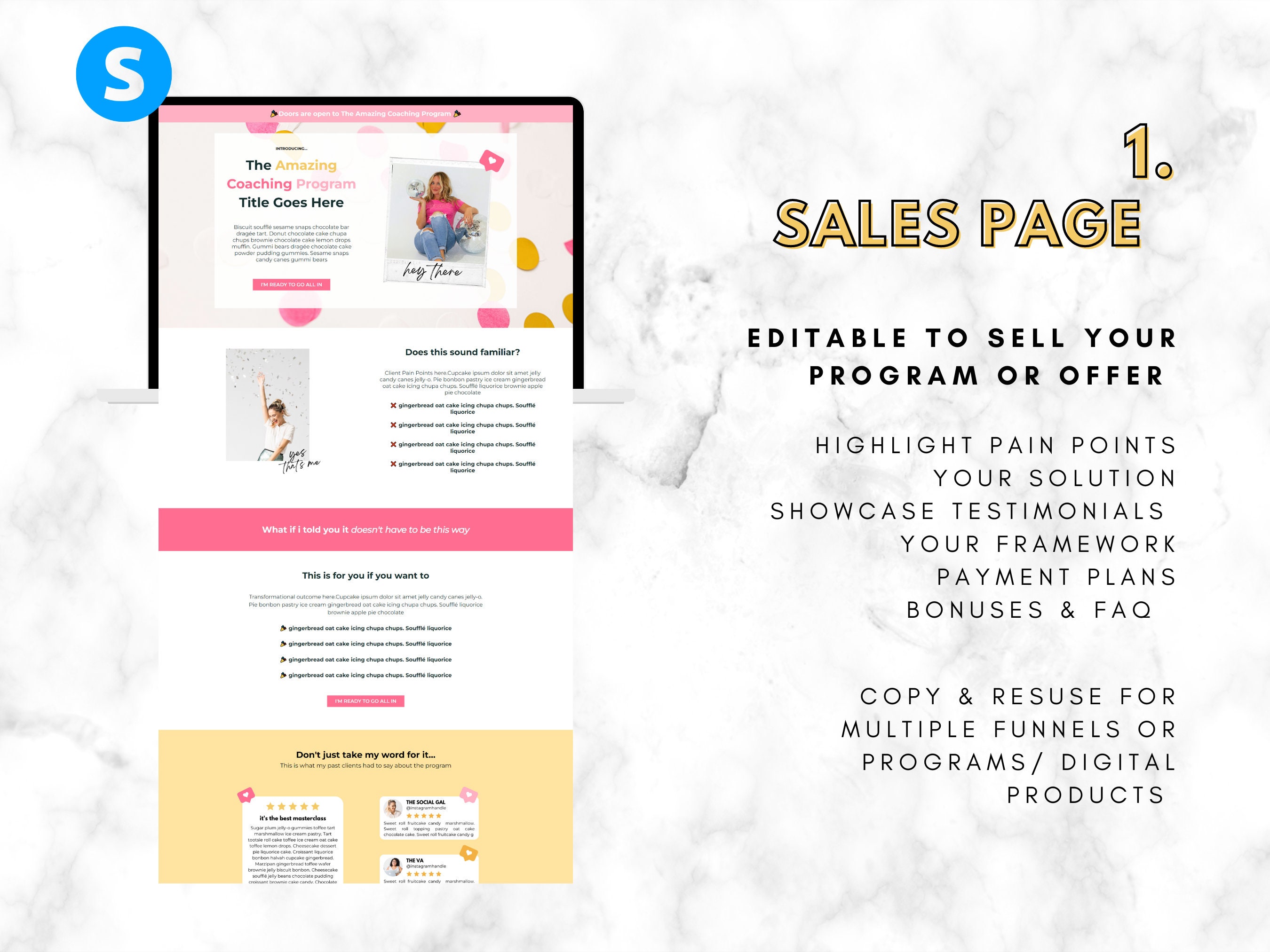 Systeme Io Coaching Sales Page Template. Funnel Template Bundle ...