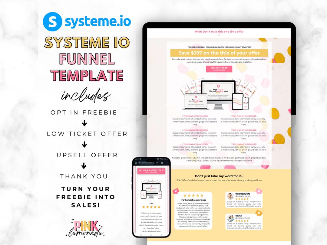 Systeme Io Sales Funnel Template. Opt in Page. Low Ticket Offer. Upsell ...