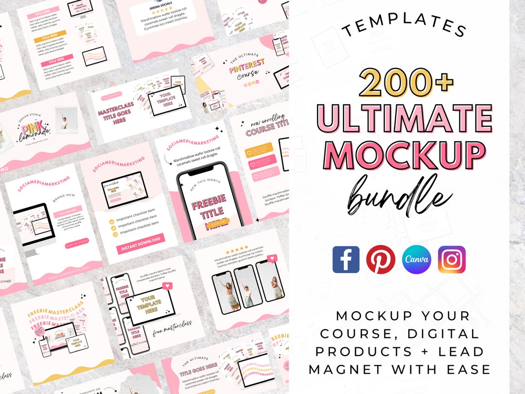 Digital Product Mockup, Canva Course Mock Up, Course Creator Mockup ...