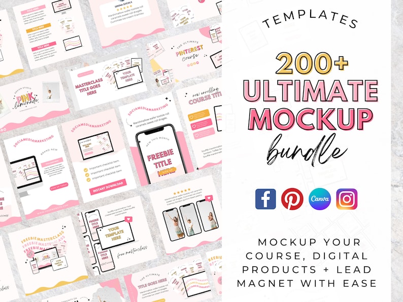 Digital Product Mockup, Canva Course Mock Up, Course Creator Mockup ...