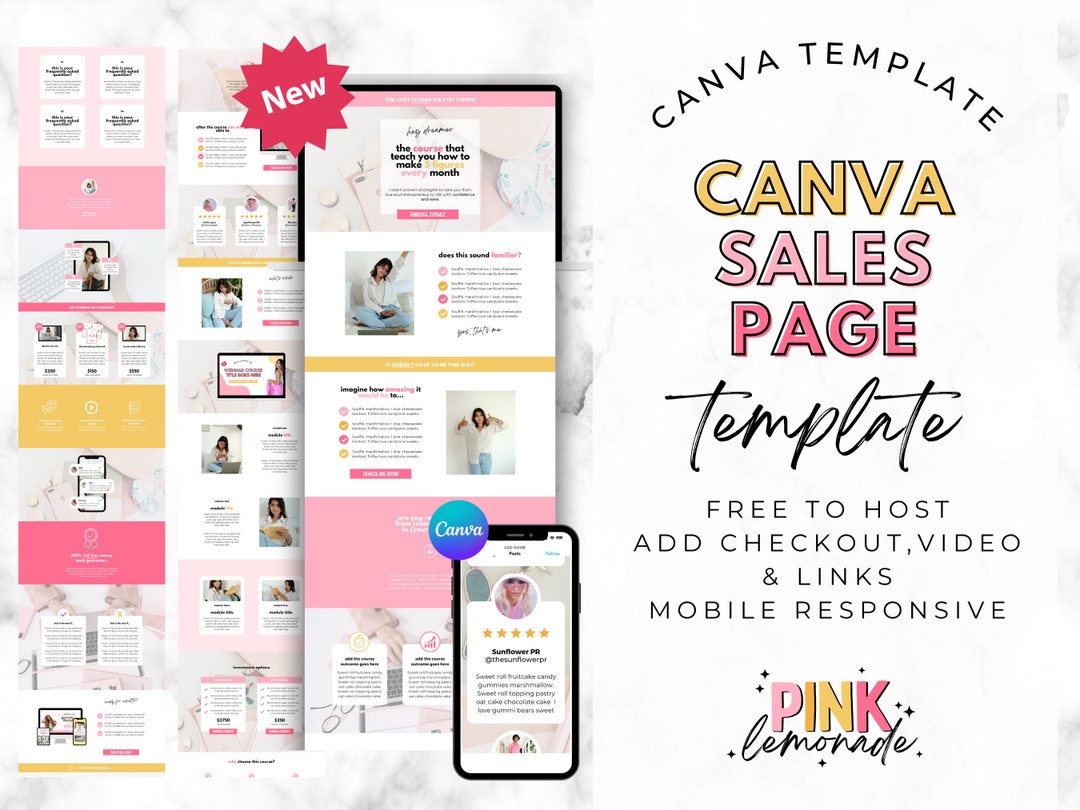 Canva Sales Page. Canva Sales Page Template. Course Launch. Coaching ...