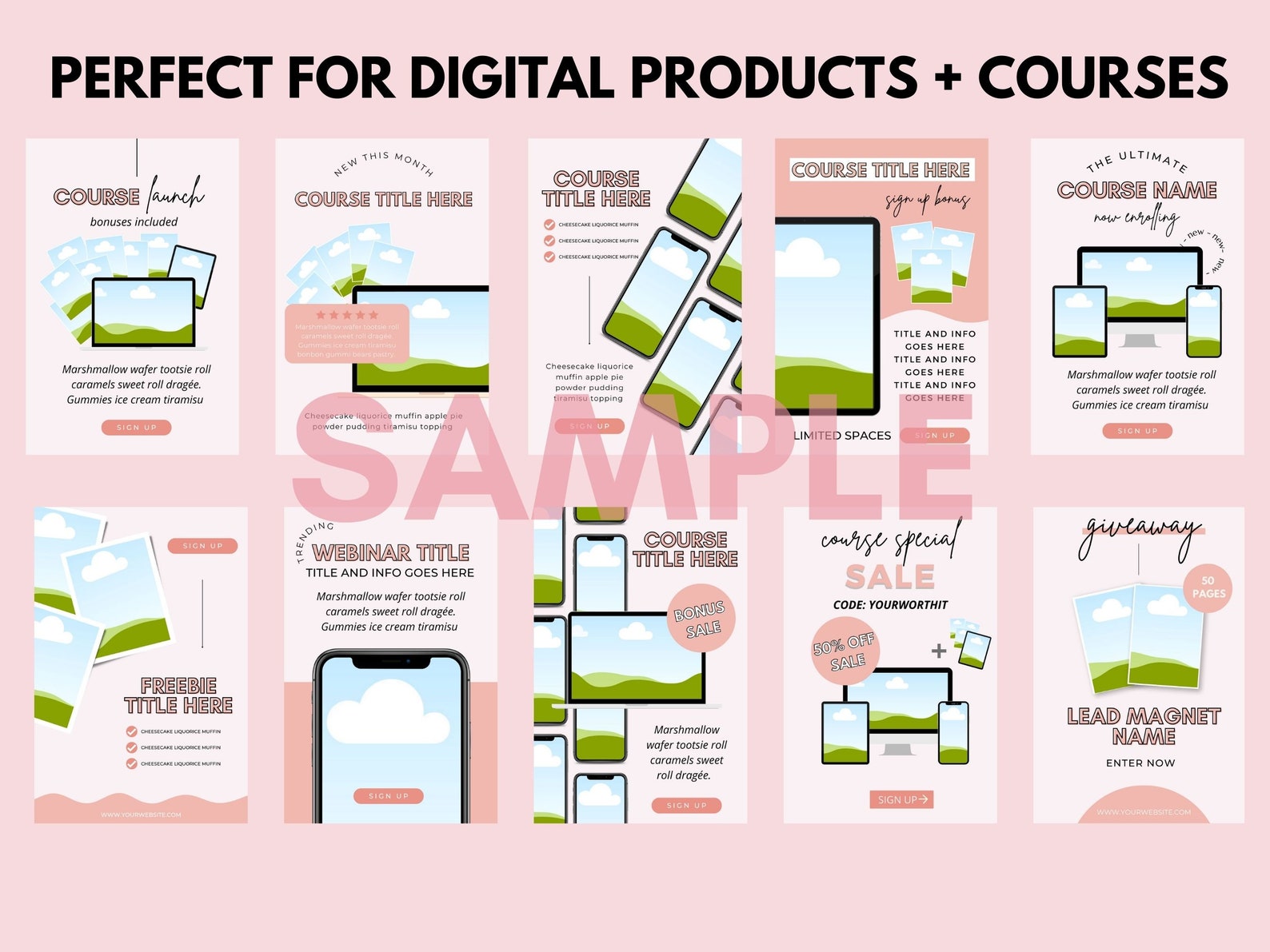 Online Course Mockup, Course Template, Course Creator Template, Course ...