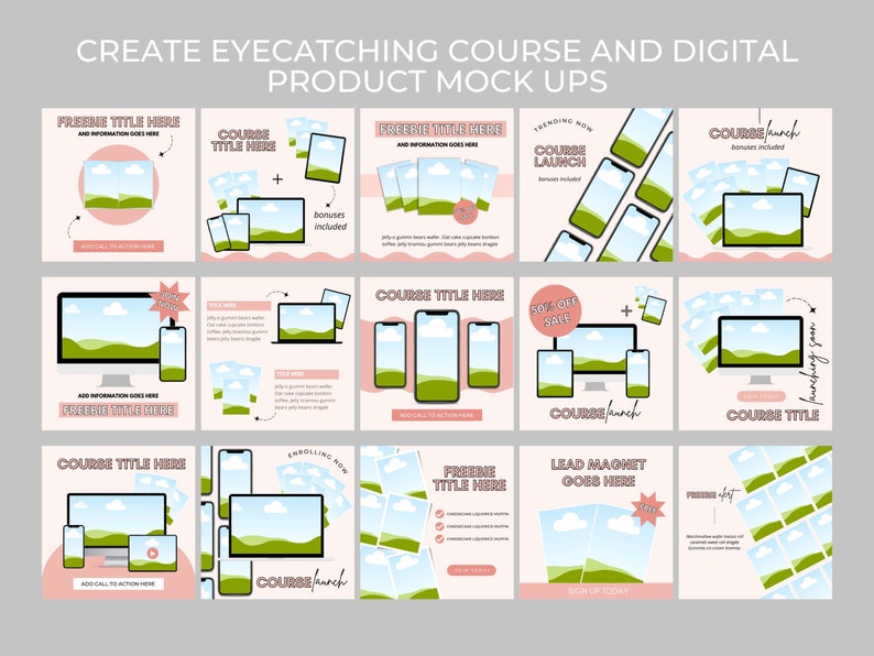 Digital Product Mockup Course Mockup Template Canva Mockup - Etsy