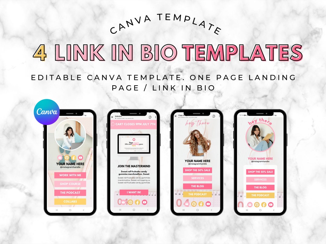 Link in Bio Template. Canva Link in Bio. Instagram Landing Page. Canva ...