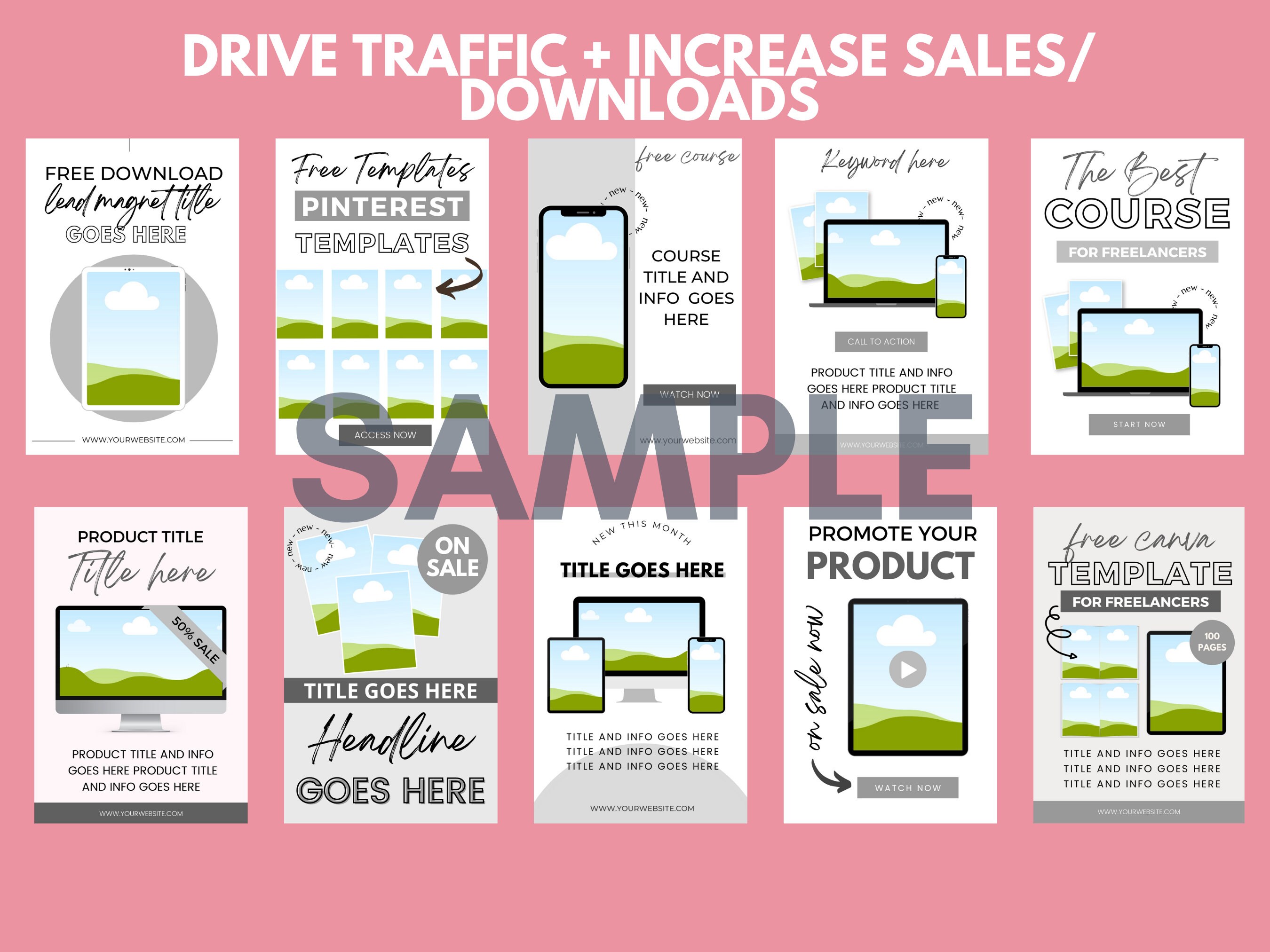 Pinterest Template for Digital Products.product Pin Template. Pinterest ...