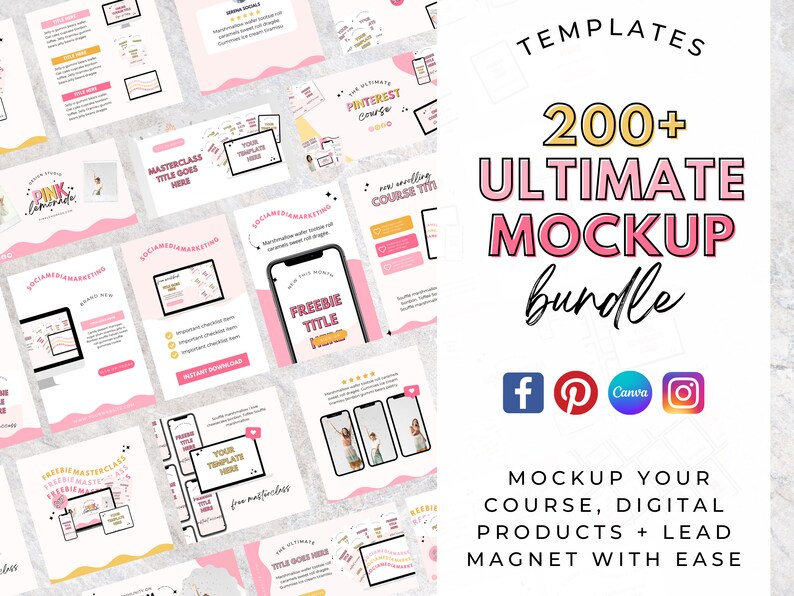 Digital Product Mockup Canva Course Mock Up Course Creator - Etsy