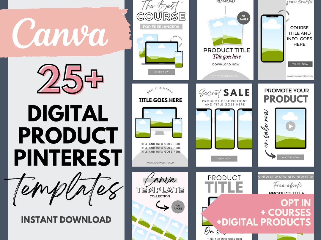 Pinterest Template for Digital Products.product Pin Template. Pinterest ...